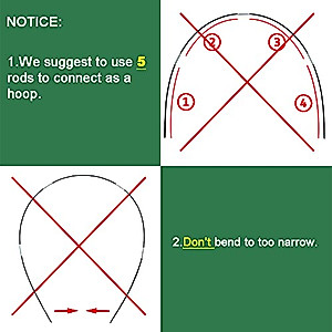 Greenhouse Tunnel with Clips,Set of 6,Greenhouse Hoops for Supporting Garden Row Covers to Protect Plants from Frost, Insects, Birds, or Intense Sun