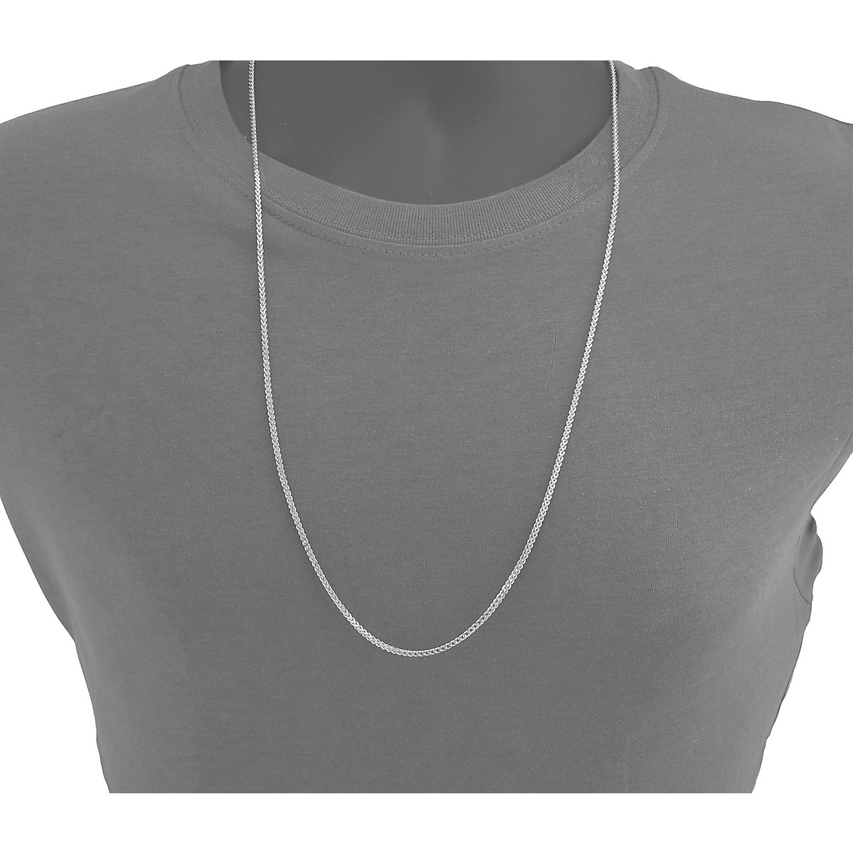 Nuragold 10k White Gold 2mm Franco Chain Box Square Wheat Pendant Necklace, Mens Womens Jewelry 16" 18" 20" 22" 24" 26"