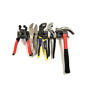 Wood Technology 14 Inch Magnetic Tool & Knife Bar, Mounted Knife Strip and Multipurpose Utensil Holder, Organizer for Kitchen, Garage, or Workshop, Dark Grey (3 Pack)