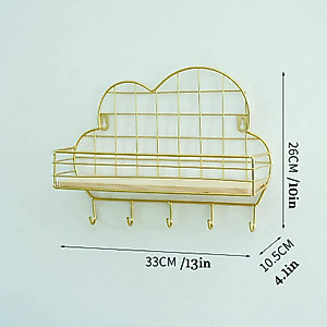 Cloud Shelf, Cloud Shape Wall Hanging Storage Rack,Metal Wall Mount Organiser Floating Shelves Wall Mount Organiser Cloud Shelves (C)