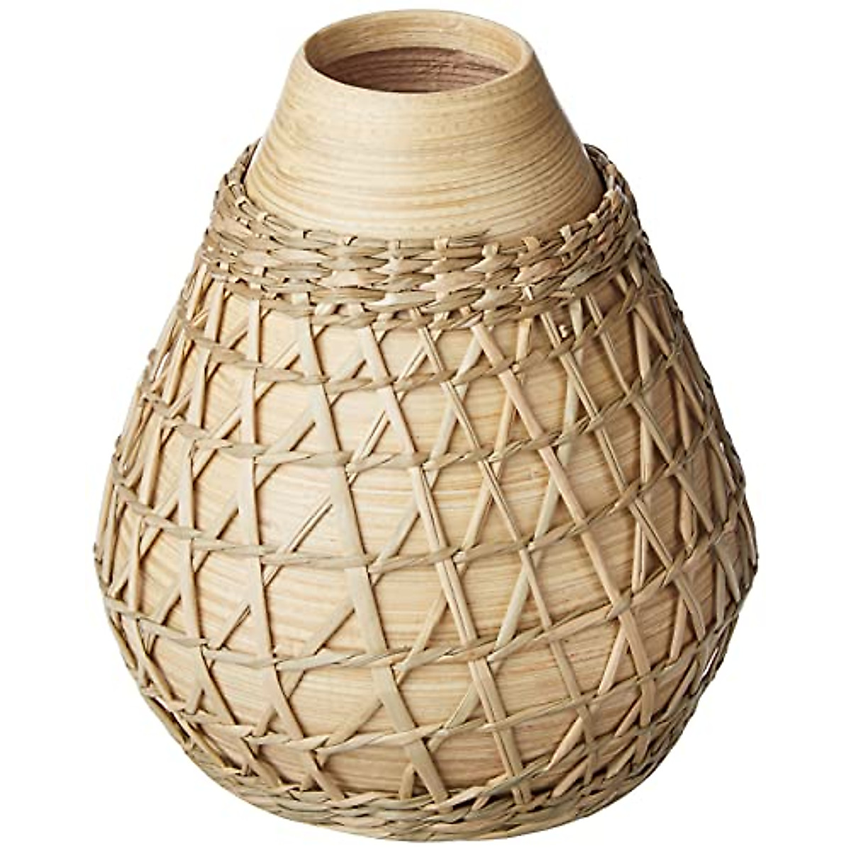 Creative Co-Op Bamboo Seagrass Weave Vase, Beige