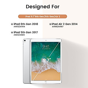 OPAKIT Keyboard Case for iPad Air-2 9.7 Inch 2014, 7-Color Backlit Detachable Wireless with Pencil Holder, Stand Folio Cover for 6th 5th Generation 2018/2017, Pink