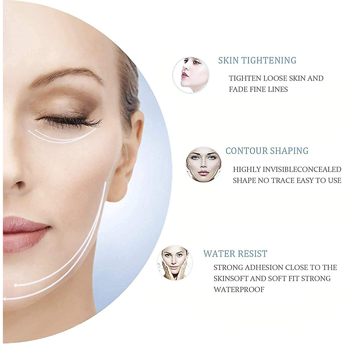 TOUGHIMI 120PCS Refill Tapes for Instant Face, Face Lift Tape-Face Lifting Patch Invisible V-line Facelift Patch Tapes and Bands kit,Neck and Eye/Double Chin Lift, Best Gift for Woman