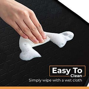 Silicone Under Sink Mat for Kitchen - Premium Under Sink Organizer Mat for Cabinet Liner - Flexible Drip Tray - Waterproof Under Sink Protectors Mat - 34 x 22 Inches Black