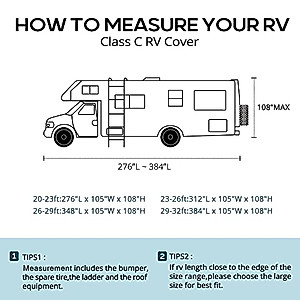 Quictent Upgraded Class C RV Cover, Extra-Thick 6-ply Camper Cover, Fits 26-29Ft Motorhome -Breathable Watertight Quick-Drying Rip-Stop Anti-UV with 2 Windproof Straps, 4 Tire Covers