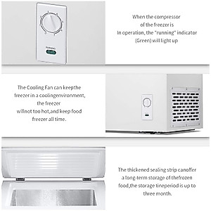 Kismile 2.7 Cubic Feet Chest Freezer with Removable Basket Free Standing Top Open Door Compact Freezer with Adjustable Temperature for Home/Kitchen/Office/Bar (2.7 Cubic Feet, White)