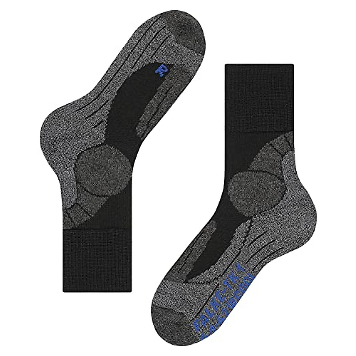 FALKE Men's TK1 Adventure Cool Hiking Socks, Crew, Thick Padding, Cooling, Athletic, Breathable Quick Dry, Lyocell, Black (Black-Mix 3010), 12.5-13.5, 1 Pair