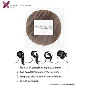Beaute Galleria Hair Donut Bun Maker Ring Style Mesh Chignon Ballet Sock Bun (X-Large, Brown)