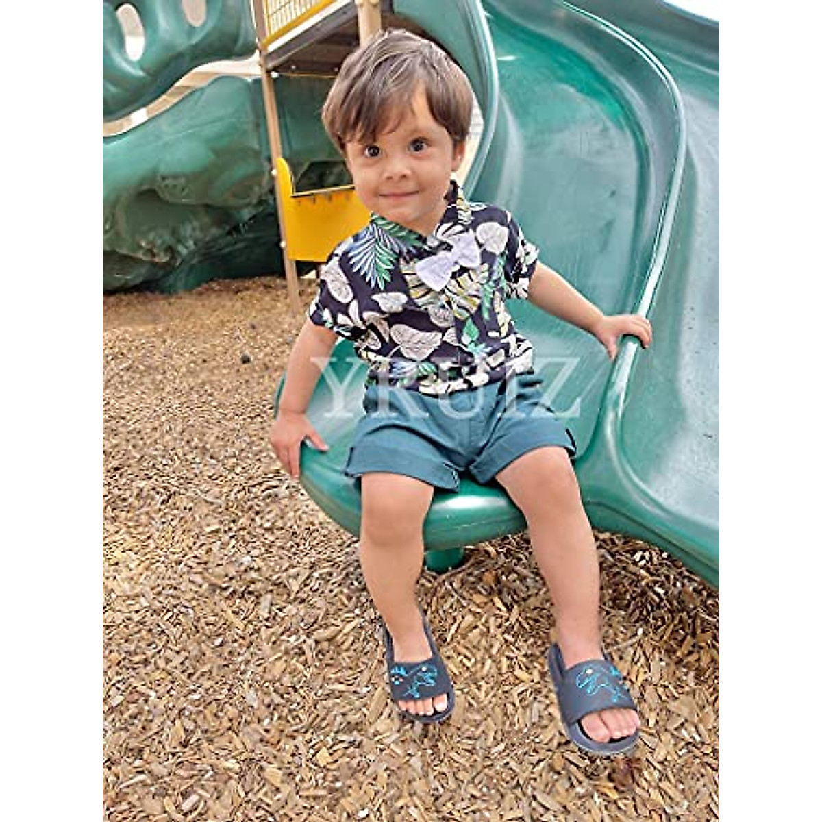 Yruiz Toddler Boy Hawaiian Outfit Set Baby Summer Floral Shirt with Bow-tie+Short Pants (Blue, 6-12 Months)