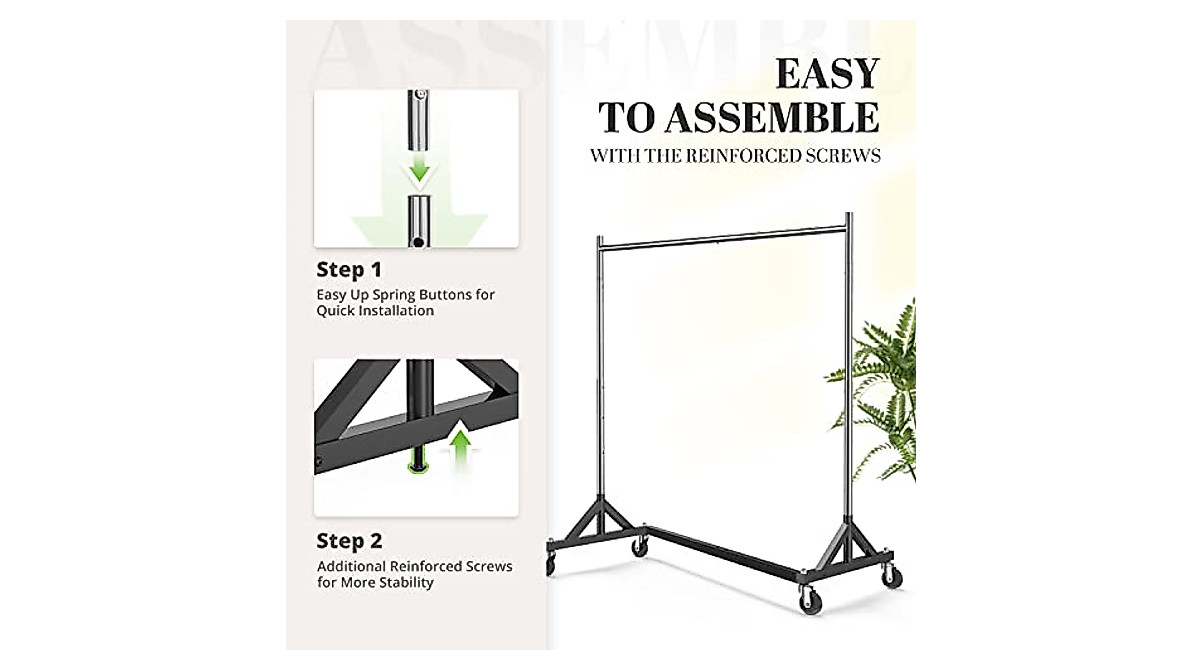 HOKEEPER Heavy Duty Adjustable Clothing Rack on Wheels
