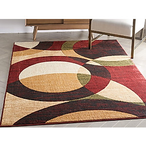 Well Woven Dulcet Bingo Red Modern Geometric Area Rug (3'11" x 5'3")