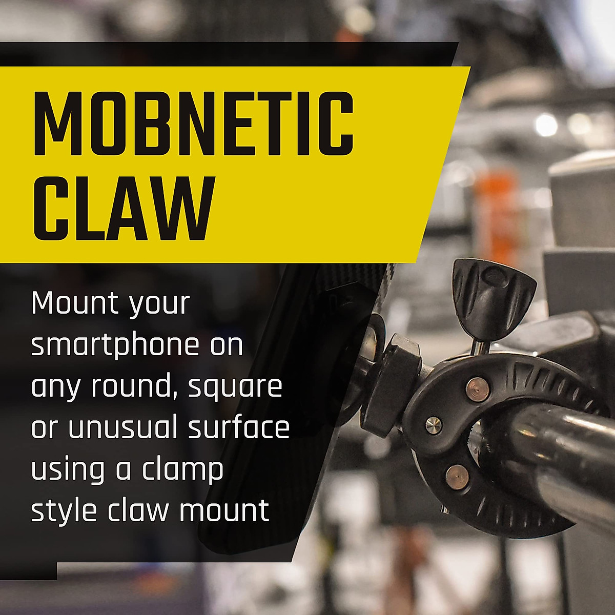 Mob Armor MobNetic Claw with 360° Rotation - Bar Mount for Golf Carts, Strollers, or Any enclsoed cab Vehicle with Round or Square Tubes- Universal Car Magnetic Phone Mount, Assembled in USA - Black