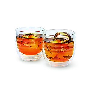 Fred & Friends Genuine Fred BUZZIN' - Rocks Glasses, clear and gold, 10 fluid ounces