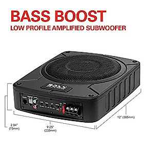 BOSS Audio Systems BAB8 Amplified Car Subwoofer - 800 Watts Max Power, Low Profile, 8 Inch Subwoofer, Remote Subwoofer Control, Great for Vehicles That Need Bass But Have Limited Space