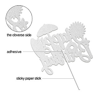 Summer Beach Happy Birthday Cake Topper Blue Glitter Summer Pool Swimming Surfing Party Decoration Summer Holiday Birthday Party Favor Supplies