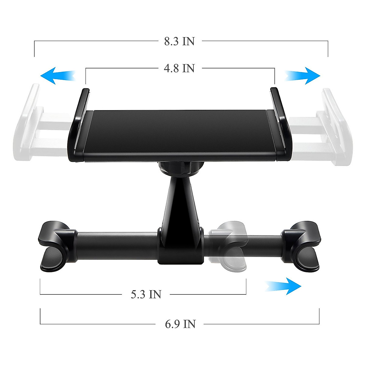 FYOUNG Car Headrest Mount Compatible with Switch/Swith OLED Model 2021, Adjustable Car Holder Compatible with Switch/iPhone/iPad and other devices (4"-11")-Black