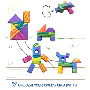 Morvat 60 Piece Colorful Soft EVA Foam Building Blocks Set, Waterproof Play Toy for Children Babies Toddlers & Kids, Boys & Girls Gift, Non Toxic & BPA Free, Bath Tub Platform, Carry & Dry Bag