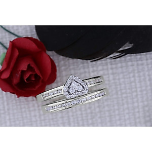 Dazzlingrock Collection 0.50 Carat (ctw) 10K Diamond Ladies Heart Shaped Engagement Ring Set 1/2 CT, White Gold, Size 4