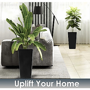 Shineloha 2 Pack Tall Planters + Baskets (Self Watering) (20" H) | Tall Planters for Outdoor & Indoor, Tall Front Porch Planters