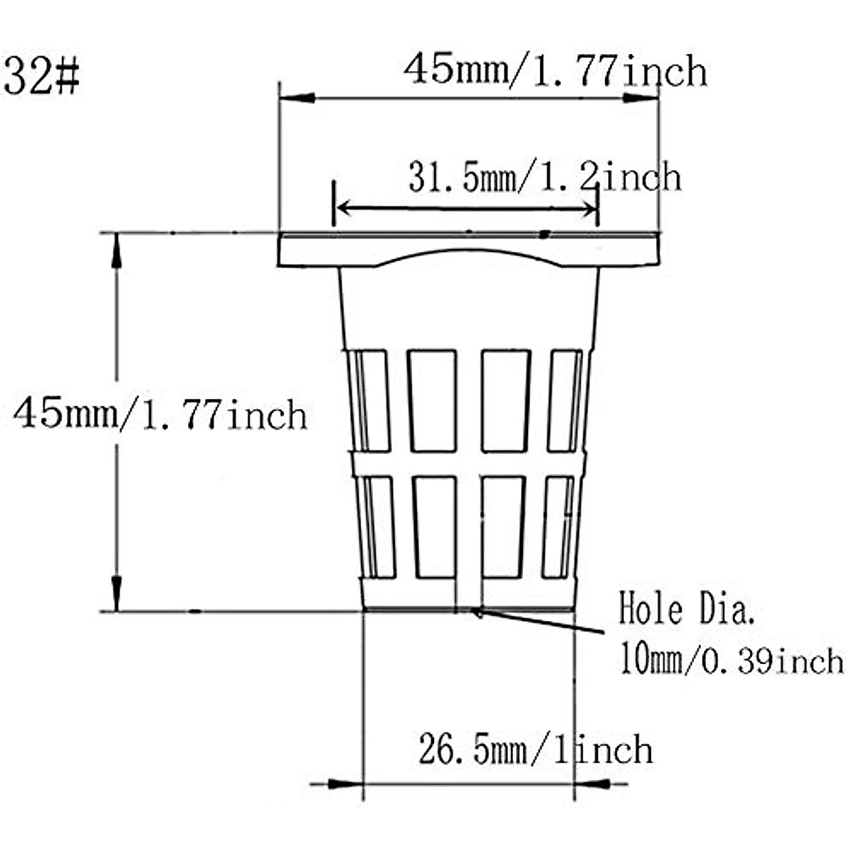 JpGdn 50PCS 1.75" Mesh Net Cup Pots Basket Hydroponics System Supplies Aquaponics Seed Growing Media Black