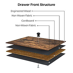 SONGMICS Narrow Dresser, Vertical Storage Unit with 4 Fabric Drawers, for Small Spaces and Gaps, Metal Frame, Slim Storage Tower, for Living Room, Laundry, Closet, Rustic Brown and Black ULGS041B01