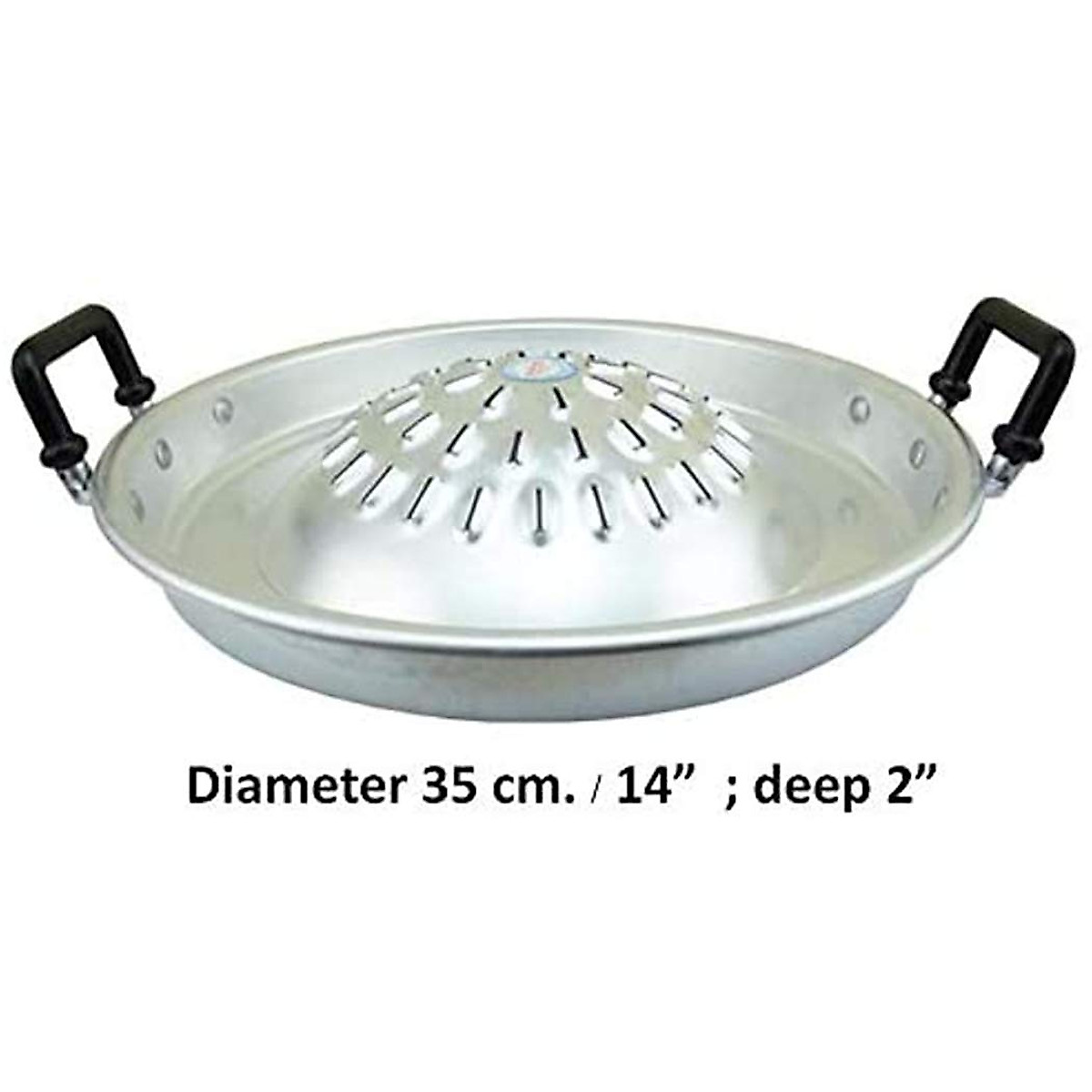 Cozinest Mookata Thai Korean Bbq Smoke Steak Grill Charcoal Pan Pork Hot Pot Aluminium Asian Cookware Style 12" 14" 16" (14 inch (35 cm)