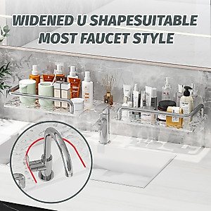 Over The Sink Shelf，Bathroom Sink Shelf Over Faucet, Acrylic Over Sink Shelf Wall Mounted, No Drilling Over The Faucet Shelf Bathroom,Sink Shelf Over Faucet Bathroom Countertop Organizer Kitchen