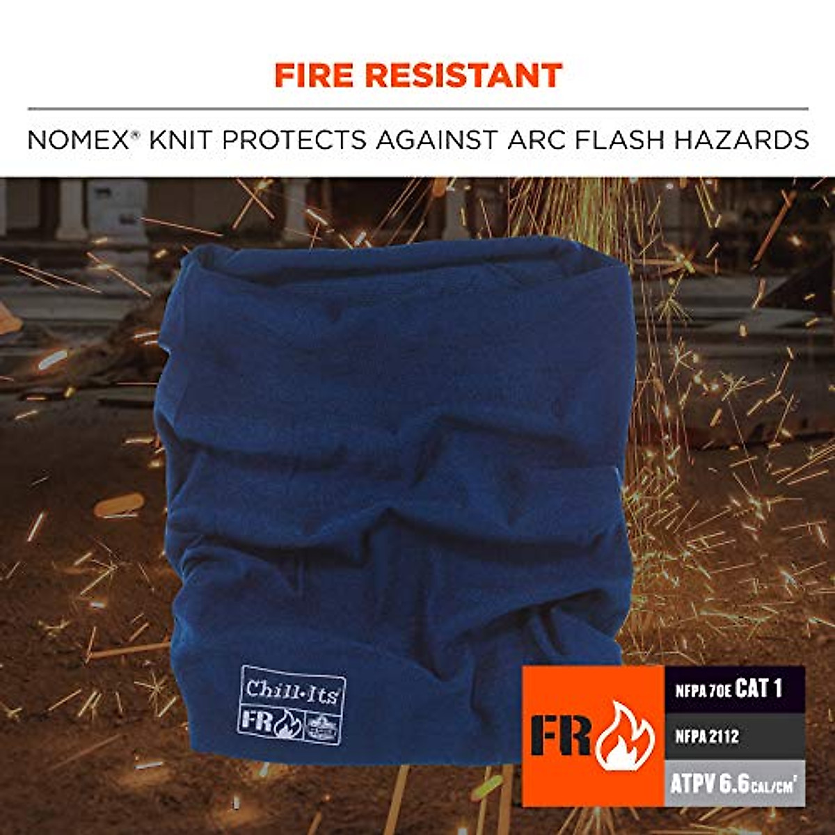 Ergodyne Chill-Its 6486 Fire Resistant Headband, Multifunctional Headwear, Moisture-Wicking, Navy, 10 x 8 x 0.5 Inch