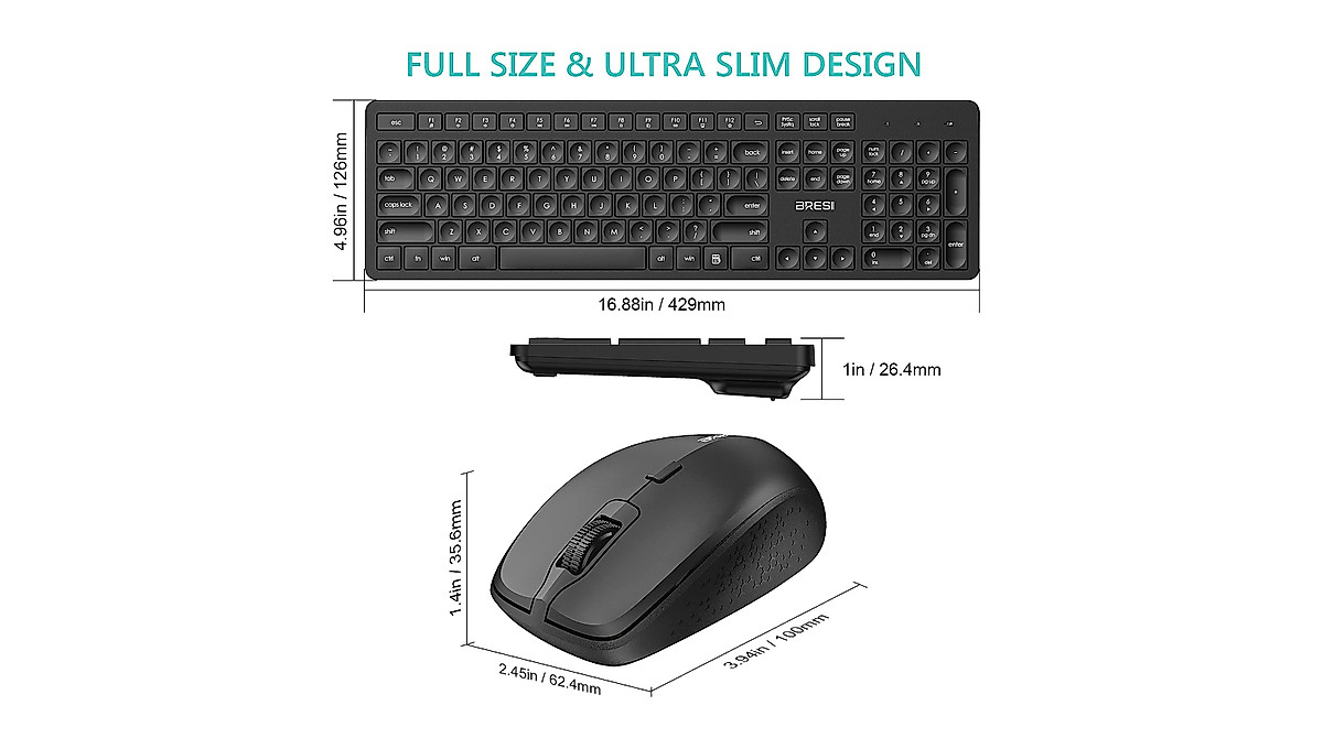 Wireless Keyboard Mouse Combo, BreSii Wireless Keyboard and Mouse ...