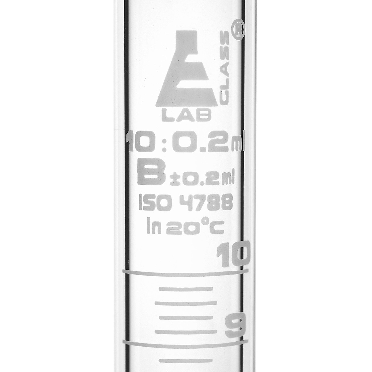 EISCO Graduated Cylinder, 10ml - Class B Tolerance ±0.20ml Round Base White Graduations Borosilicate 3.3 Glass- Eisco Labs
