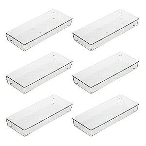 Oggi Clear Drawer Organizer - 6" X 15" (Set of 6) - Ideal for Organizing Kitchen Drawers, Office, Desk, Silverware, Kitchen Utensils, Cosmetics and Bathrooms