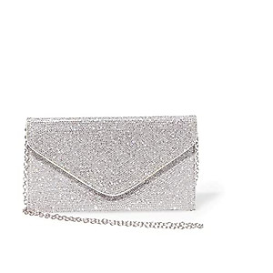 Steve Madden Swagger Rhinestone Clutch, Silver