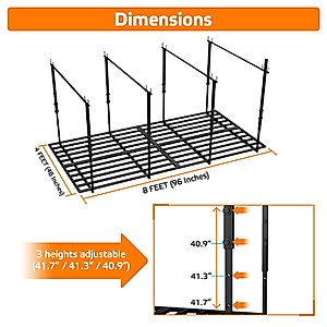 ORASANT 8x4FT Overhead Garage Storage Rack, Adjustable Ceiling Garage Rack With Flexible Studs Spacing, Heavy Duty Gauge Steel, Easy Installation, 96" Length x 48" Width