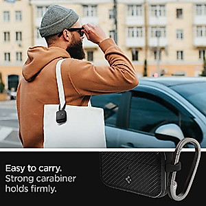 Spigen Mag Armor (MagFit) Designed for Airpods Pro Case MagSafe Compatible Case Cover with Keychain (Magnets Embedded) - Matte Black