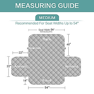 Turquoize Recliner Couch Cover Velvet Loveseat Recliner Cover Recliner Couch Covers for 2 Cushion Couch Recliner Cover Slip Resistant Recliner Protector with Straps Seat Width Up to 54" (54",Gray)