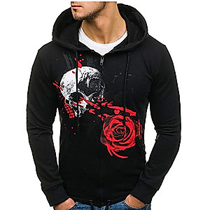 Hoodies for Men Thenlian Mens Pure Color Pullover Long Sleeve Hooded Sweatshirt Tops Blouse(Black, XL)