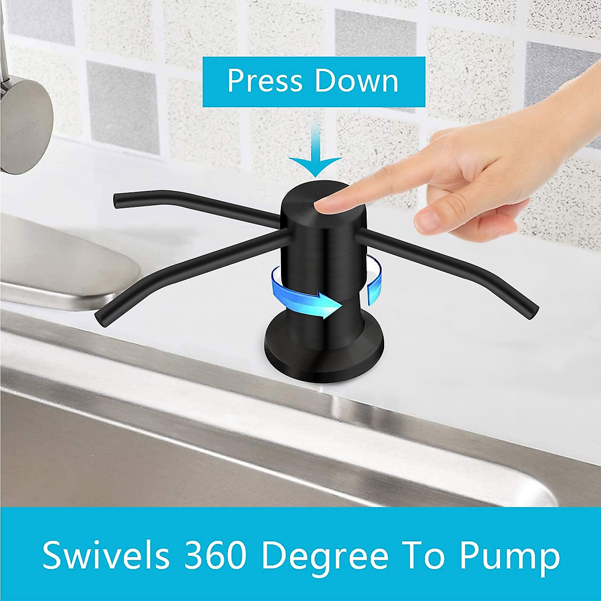 Soap Dispenser for Kitchen Sink, Kichen Sink Soap Dispenser, 47" Extension Tube kit, Under Sink Soap Dispenser Pump, No Need More Refills, Good Suction Power, Black