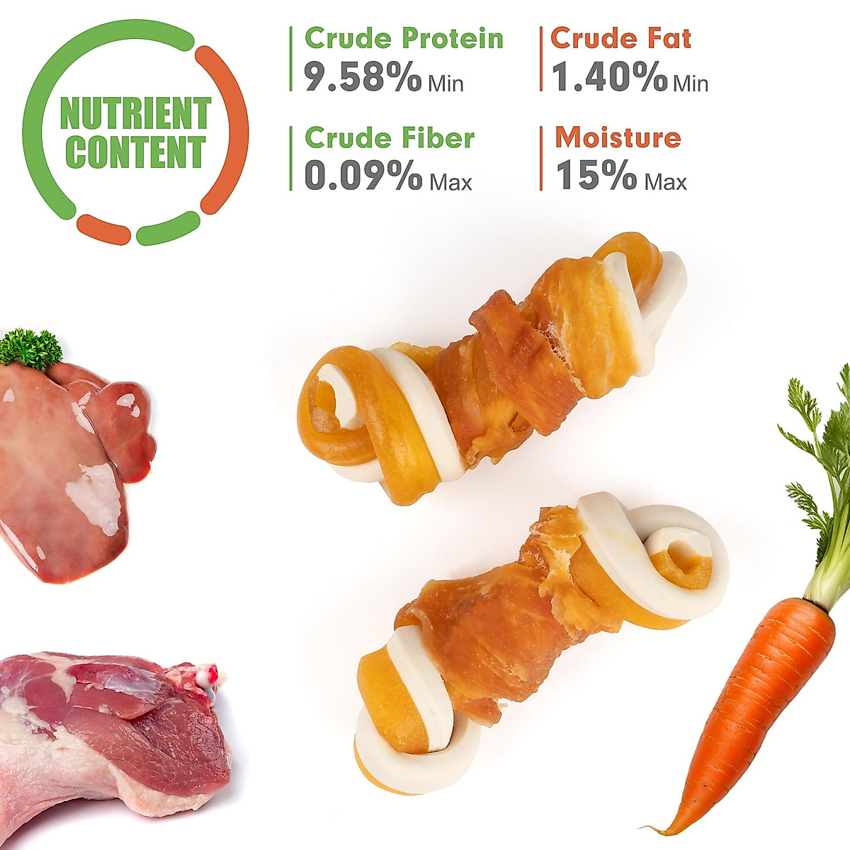 MON2SUN 2.5" Rawhide Free Dog Treats with Mixed Vegetables, Chicken Wrapped Mini Knot Bones for Small Dogs, Healthy Dog Snacks for Balanced Nutrition, 21.2oz