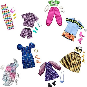 Barbie Clothes Multipack with 8 Complete Outfits for Barbie Doll, 25+ Pieces Include 8 Outfits, 8 Pairs of Shoes & 8 Accessories, Gift for 3 to 8 Year Olds