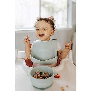 Ullabelle Silicone Baby Bowls with Lids | Toddler Food Storage Bowls | 100% Food Grade Silicone | BPA Free and Nontoxic Material | Independent Feeding (Blue/Sage/Grey, 3 Bowls)