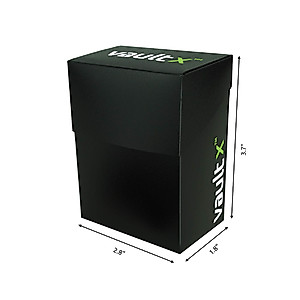 Vault X Deck Box and 100 Black Card Sleeves - Medium Size for 70-80 Sleeved Cards - PVC Free Card Holder for TCG (Medium + 100)