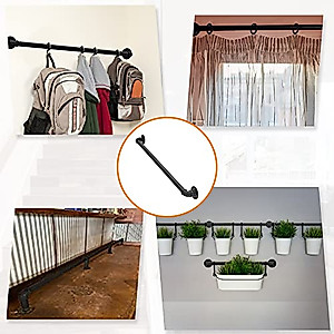 OKYMRO 8Feet Industrial Pipe Stair Handrail，Staircase handrail for Outdoor and Indoor Stairs Loft Porch HandRail ，Bathtub Grab Bars Handrails, (Rustic/Matte Black),Easy for Installation，Modern Look