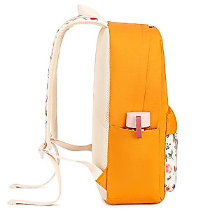 CAMTOP School Backpacks for Teen Girls Lightweight Elementary Middle School Backpack 3 In 1 Bookbags Set(Yellow-Flower)