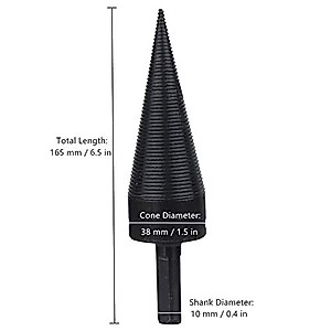 Wood Splitter Drill Bit, zosenda Heavy Duty Log Splitter Screw Cone, High Speed Firewood Twist Drill bit, Screw Splitting Bit Wood Breaker Wedge Drilling Woodworking Tool (38mm)
