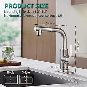 Bar Sink Faucet, Bathroom Sink Faucet with Pop-up Drain, Kitchen Faucets with Pull Out Sprayer for RV/Camper/Bar Utility Faucet Brushed Nickel YardMonet