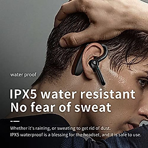 Bluetooth Earpiece Trucker Bluetooth Headset with Microphone Phone Earpiece Wireless Bluetooth for Cell Phones ENC Single Ear Waterproof Bluetooth Headset Hands Free for Office Business Driving Black