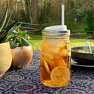 Jarware Translucent Straw, 82679 Wide Mouth Drink Lid, Set of 4