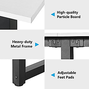 Tribesigns 8FT Rectangle Conference Table, 94.49L x 47.24W x 29.53H Inches Large Meeting Table Seminar Table for Office Conference Room, Modern Wood Training Table with Strong Metal Frame (White)