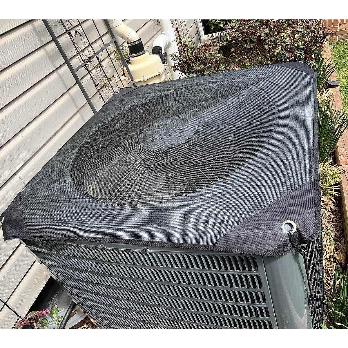 F&J Outdoors Central Air Conditioner Cover for Outside Units, Black Top Net Breathable AC Cover (Mesh, 32"x32")
