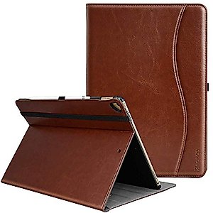 ZtotopCase for iPad Pro 12.9 Inch 2017/2015 (Old Model,1st & 2nd Gen), Premium Leather Business Folding Stand Folio Cover with Auto Wake/Sleep and Document Card Slot, Multiple Viewing Angles,Brown